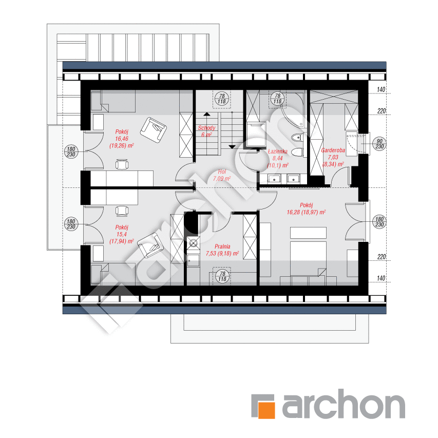Projekt domu Dom w nefrisach (G2E) OZE - ARCHON+
