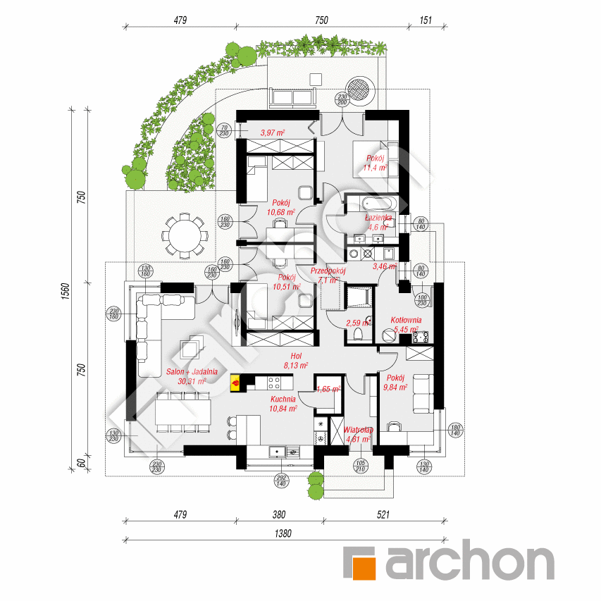 Projekt domu Dom w galach 8 (E) Dane projektu - ARCHON+