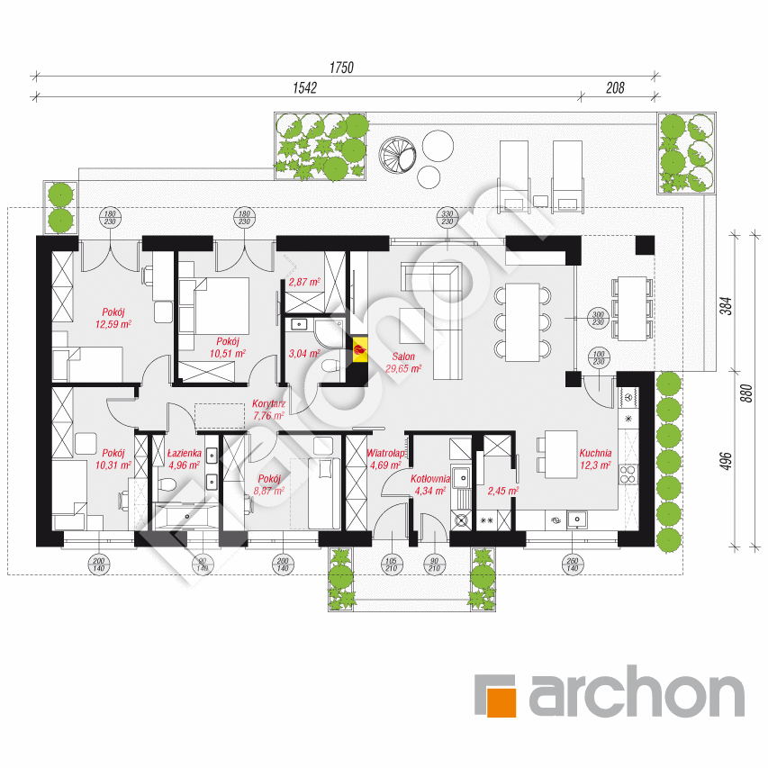 Projekt domu Dom w kosaćcach 41 Dane projektu - ARCHON+