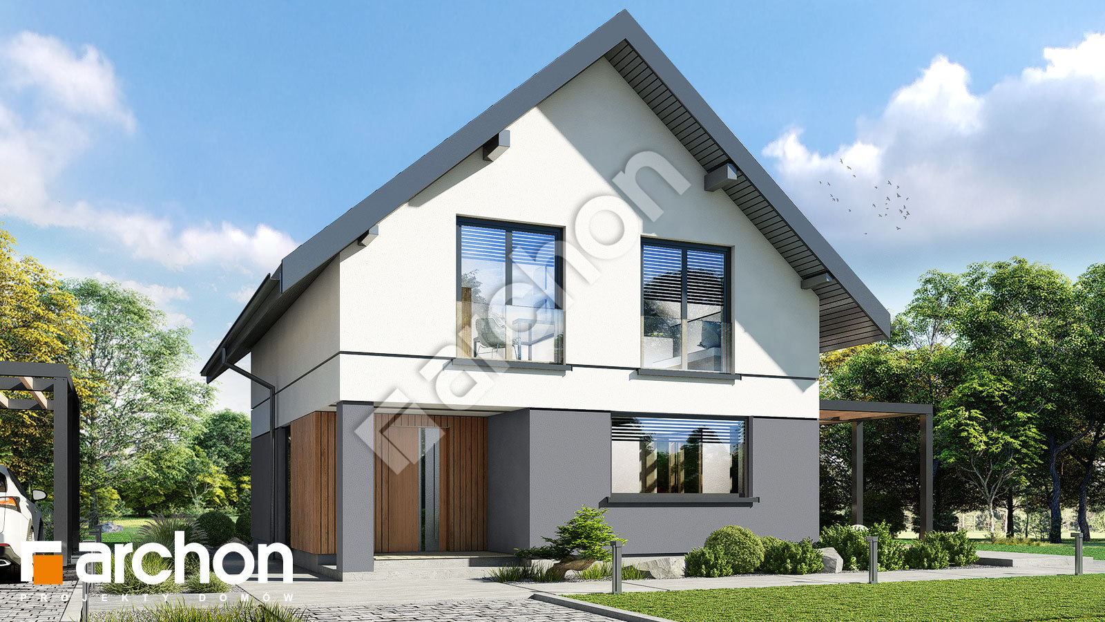 Projekt domu Dom w ramii (AE) OZE Dodatki - ARCHON+