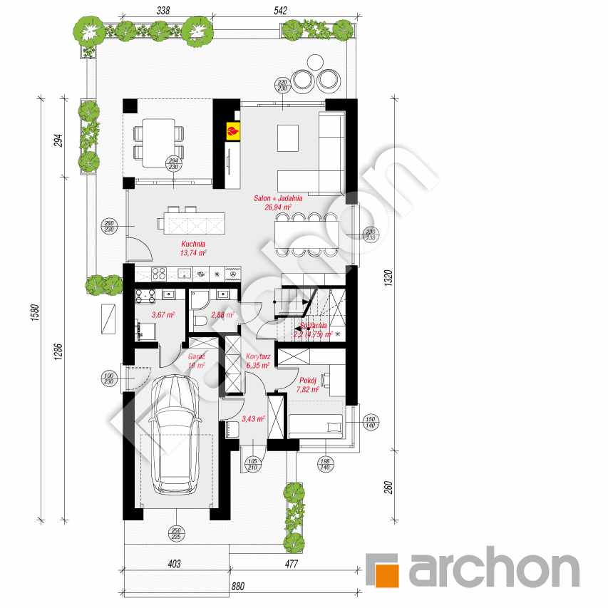 Projekt domu Dom w surmiach 2 (E) OZE - ARCHON+