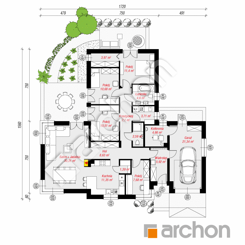 Projekt domu Dom w galach (G) Dane projektu - ARCHON+